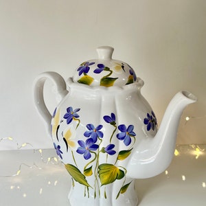Painted Violets Ceramic Teapot Wedding Gift, Violets Butterfly Lover ...
