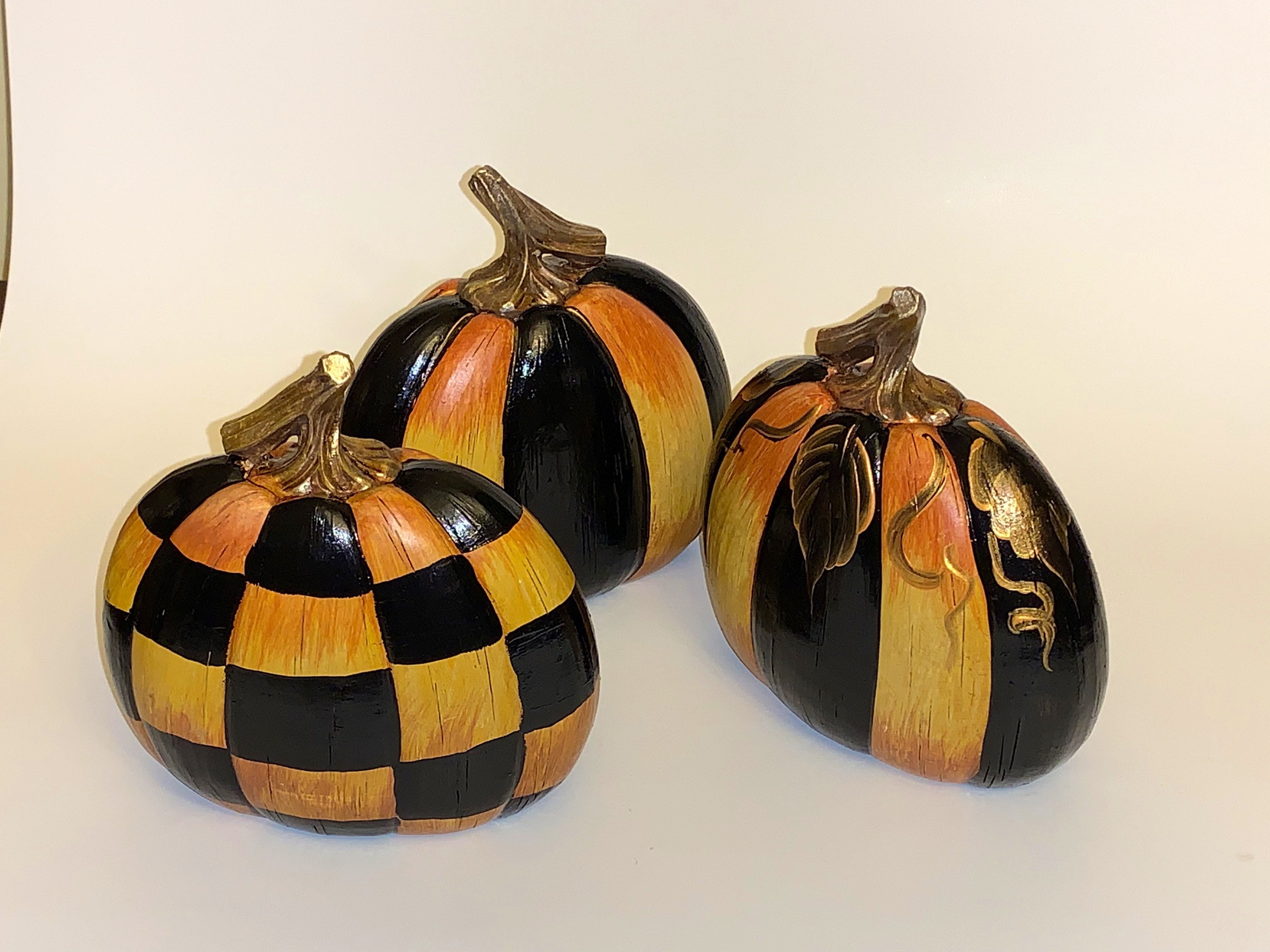 Hand Painted Fall Resin Pumpkin, Halloween Pumpkin Coffee Table Decor ...