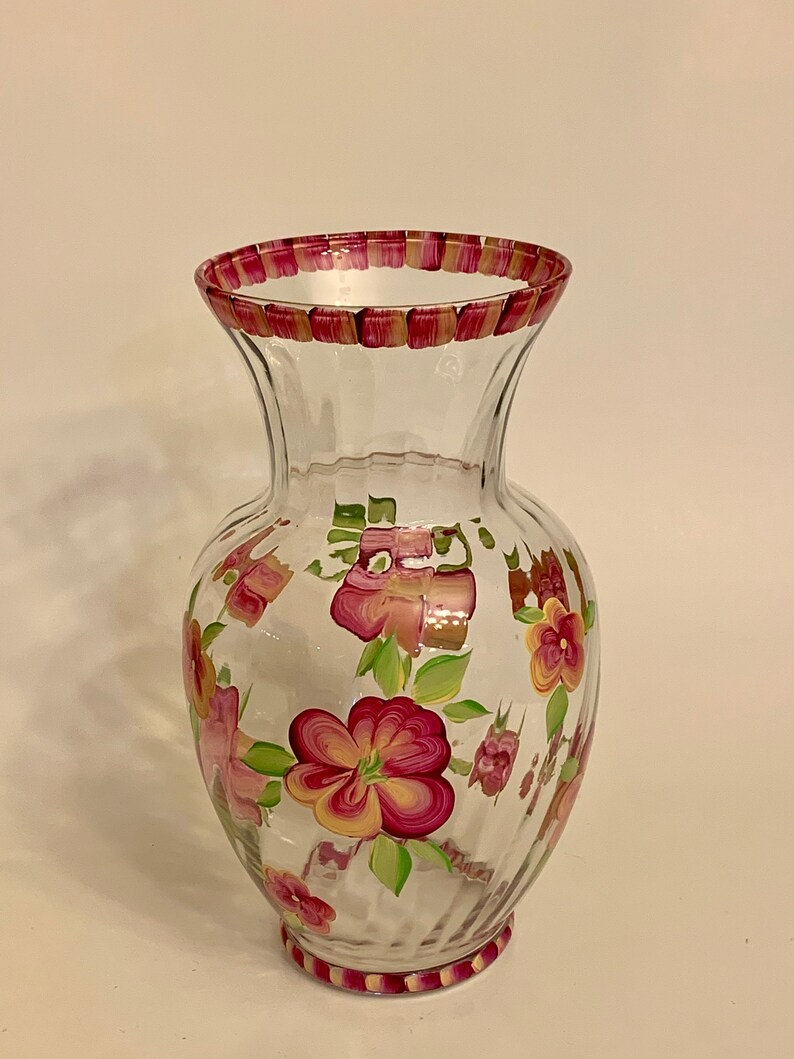 Painted Glass Vase Pansies Vase Painted Flowers Wedding - Etsy
