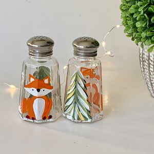 Fox Salt and Pepper Winter Shakers, Cute Grab Bag Gift, Painted Winter ...