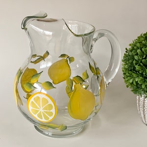 Lemonade Glass Pitcher Set , Summer Wedding Gift, Step Mom Gift ...