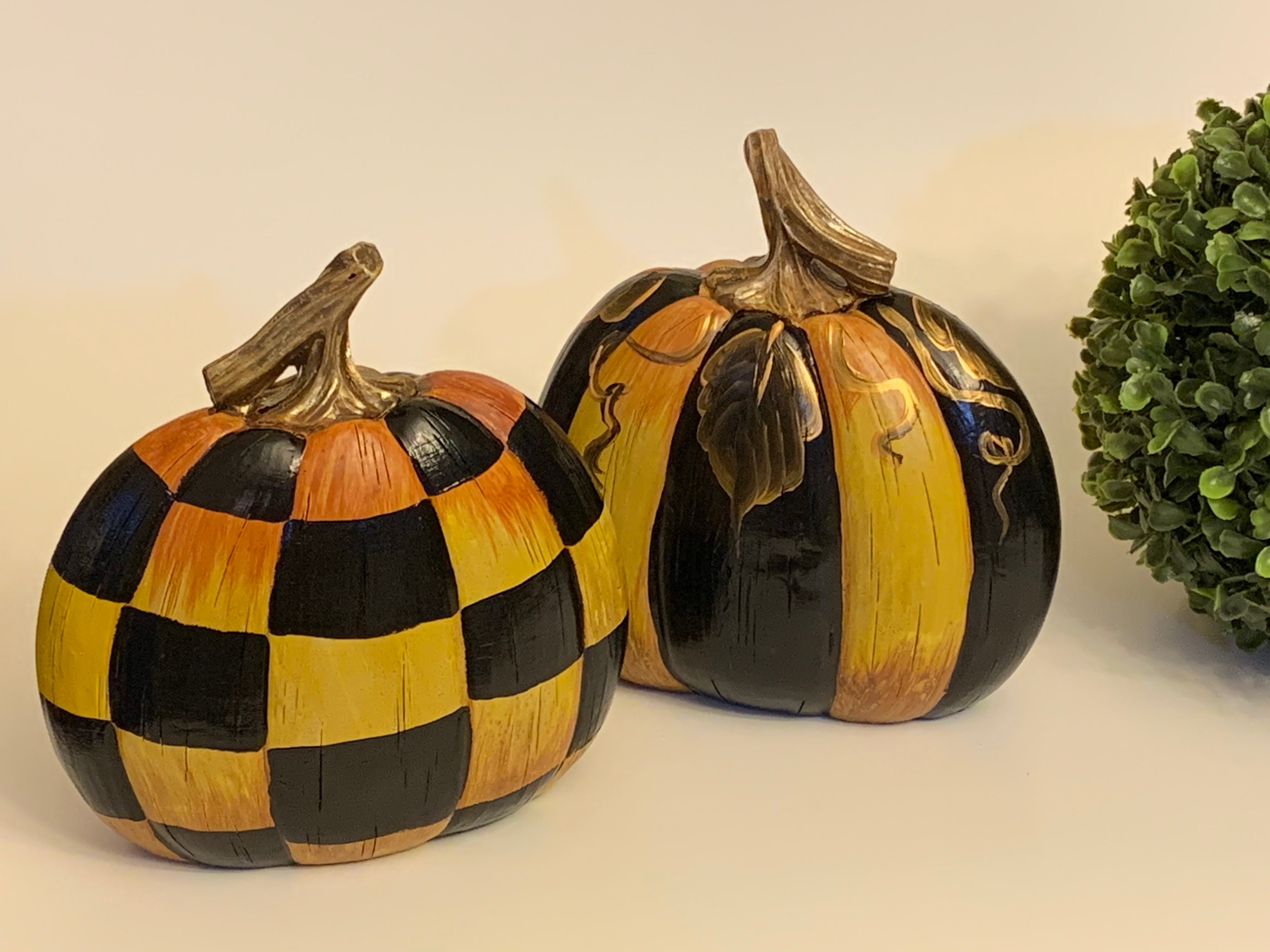 Hand Painted Fall Resin Pumpkin, Halloween Pumpkin Coffee Table Decor ...