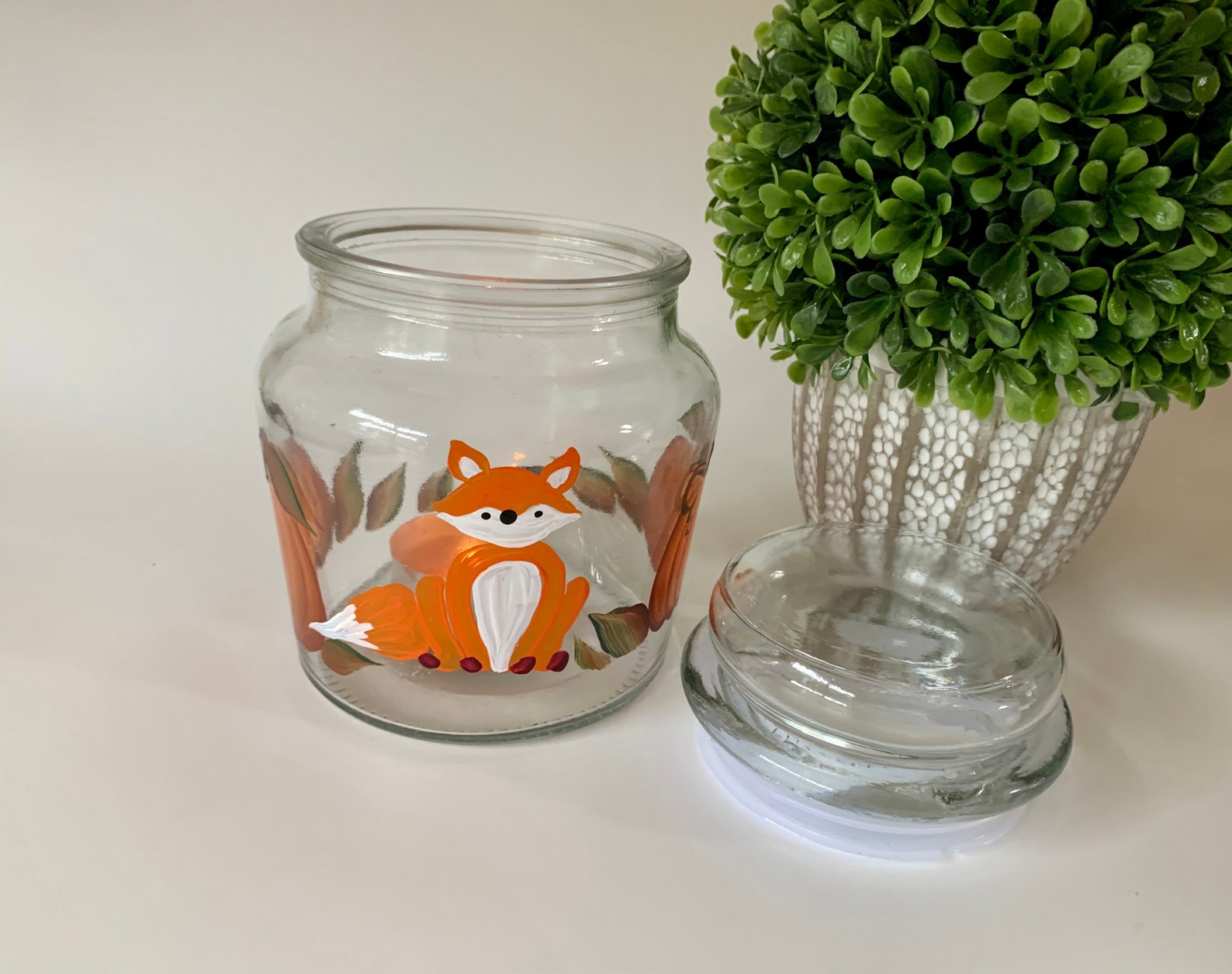 Painted Cookie Candy Jar Cute Fox Jar Pumpkin Candy Jar - Etsy