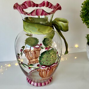 Painted Topiary Vase Whimsical Christmas, Painted Holiday Vase Table ...
