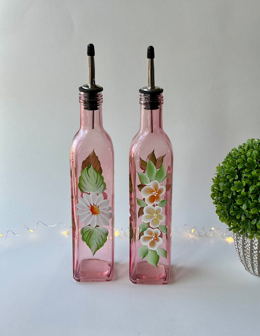 Painted Oil Bottle, One Summer Olive Oil Dispenser, Liquid Soap ...