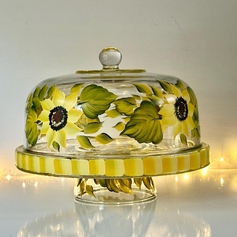 Cake Plate Painted Glass - Etsy