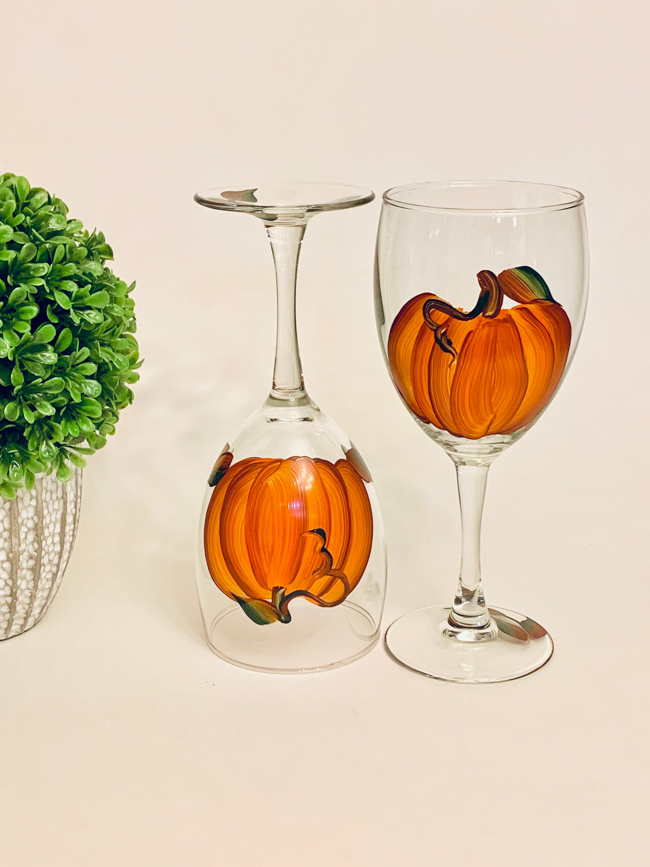 Hand painted pumpkin pitcher set fall glass pitcher orange | Etsy