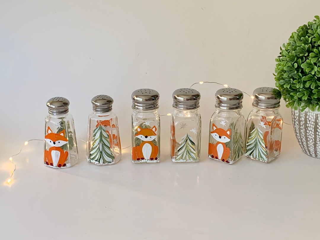Fox Salt and Pepper Winter Shakers, Cute Grab Bag Gift, Painted Winter ...