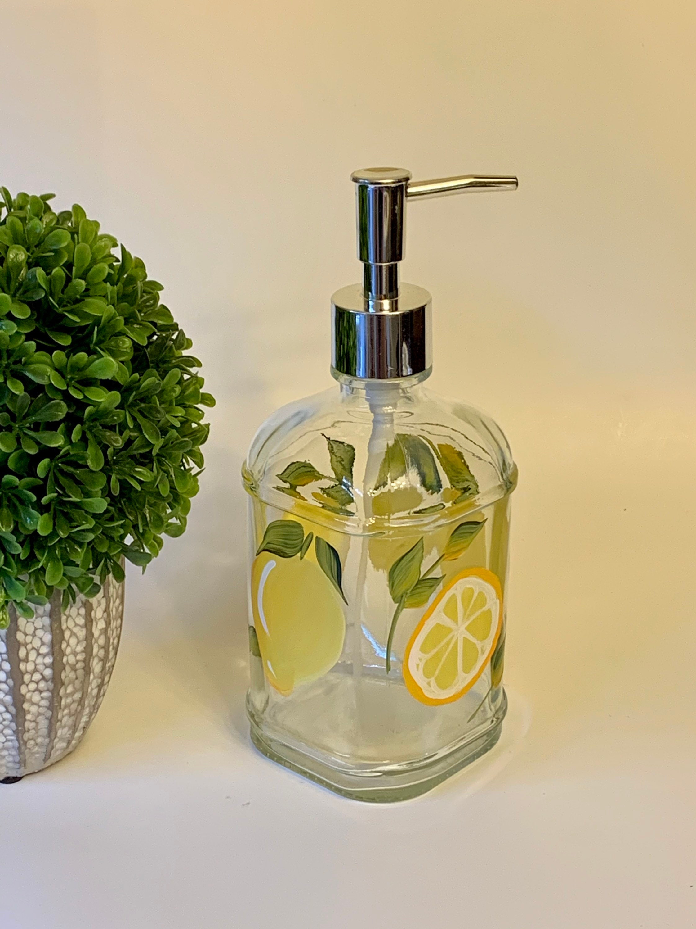 Soap dispenser painted lemons dish soap dispenser soap | Etsy