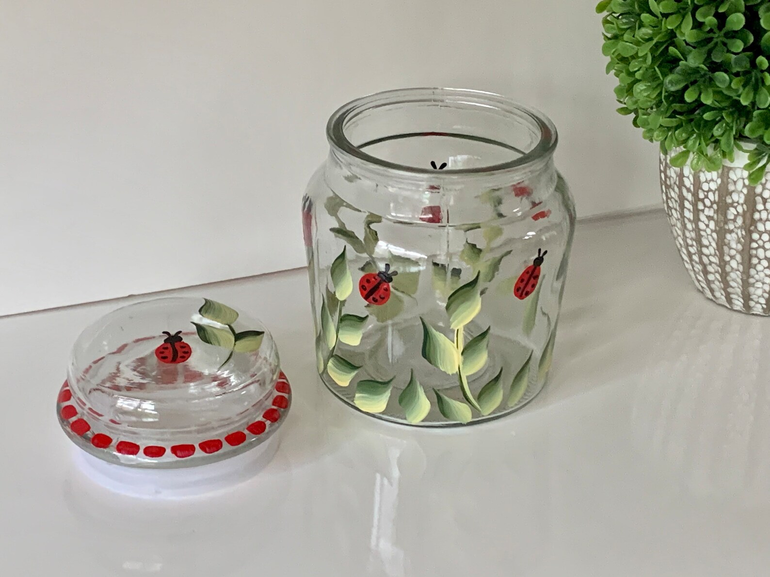 Painted Cookie or Candy Jar Ladybugs Centerpiece Candle - Etsy