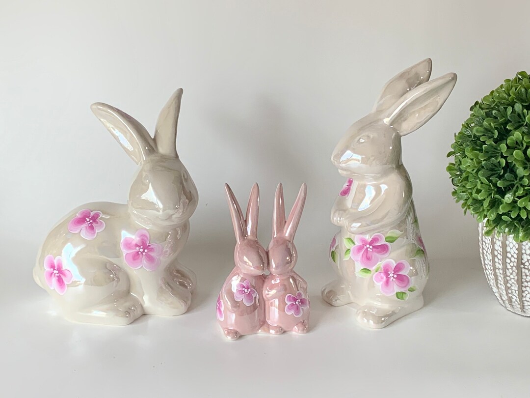 Easter Bunny Rabbit, Ceramic Hand Painted Easter Decor, Easter ...
