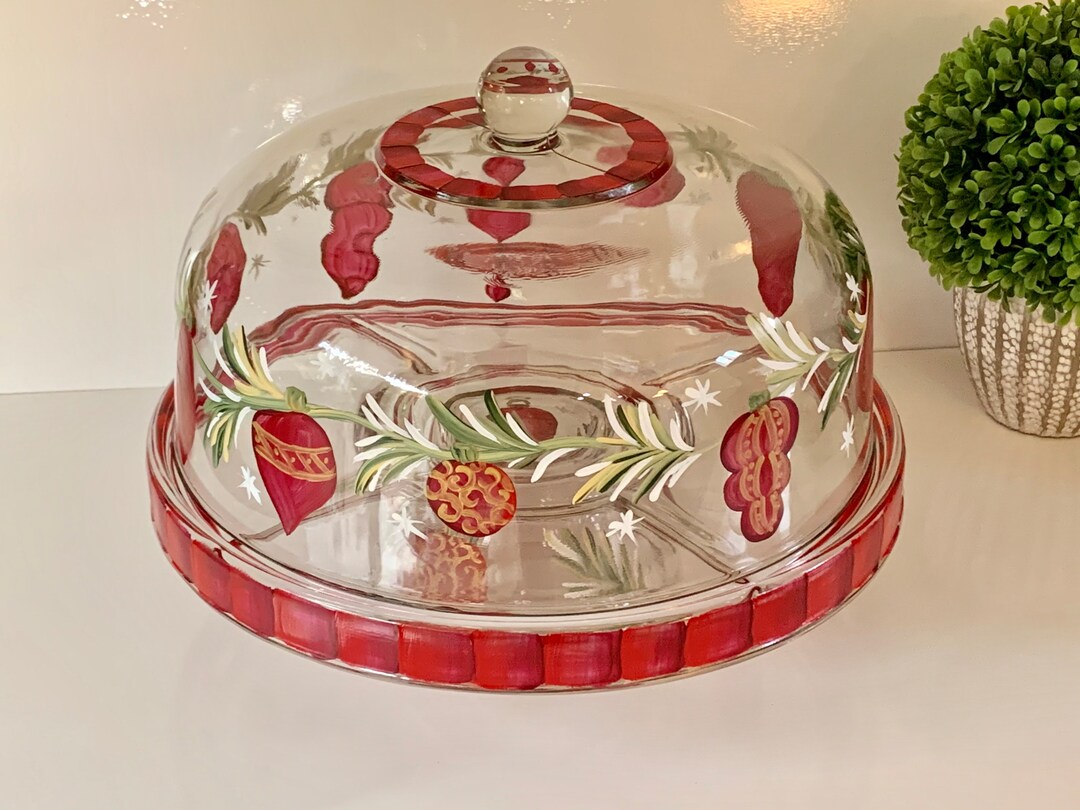 Christmas Glass Cake Dome Wedding Cake Stand, Salad Bowl, Cupcake Stand ...