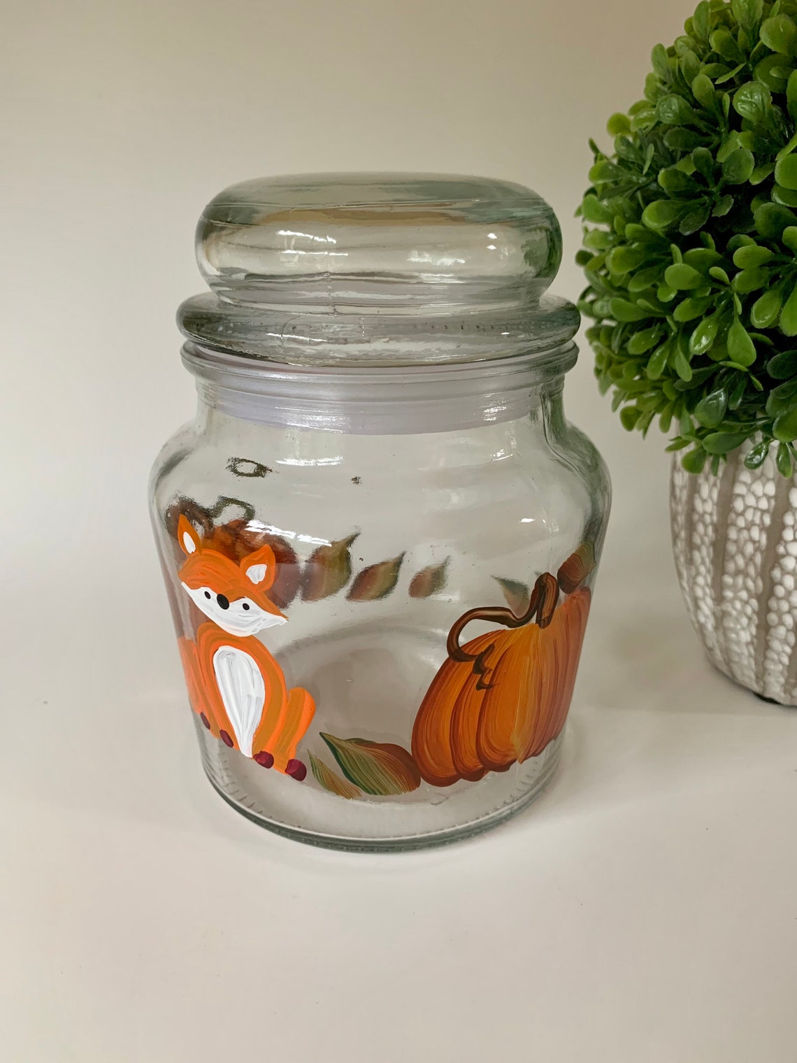 Painted Cookie Candy Jar Cute Fox Jar Pumpkin Candy Jar - Etsy