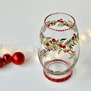 Painted Winter Vase Whimsical Christmas, Glass Flower Vase, Winter ...