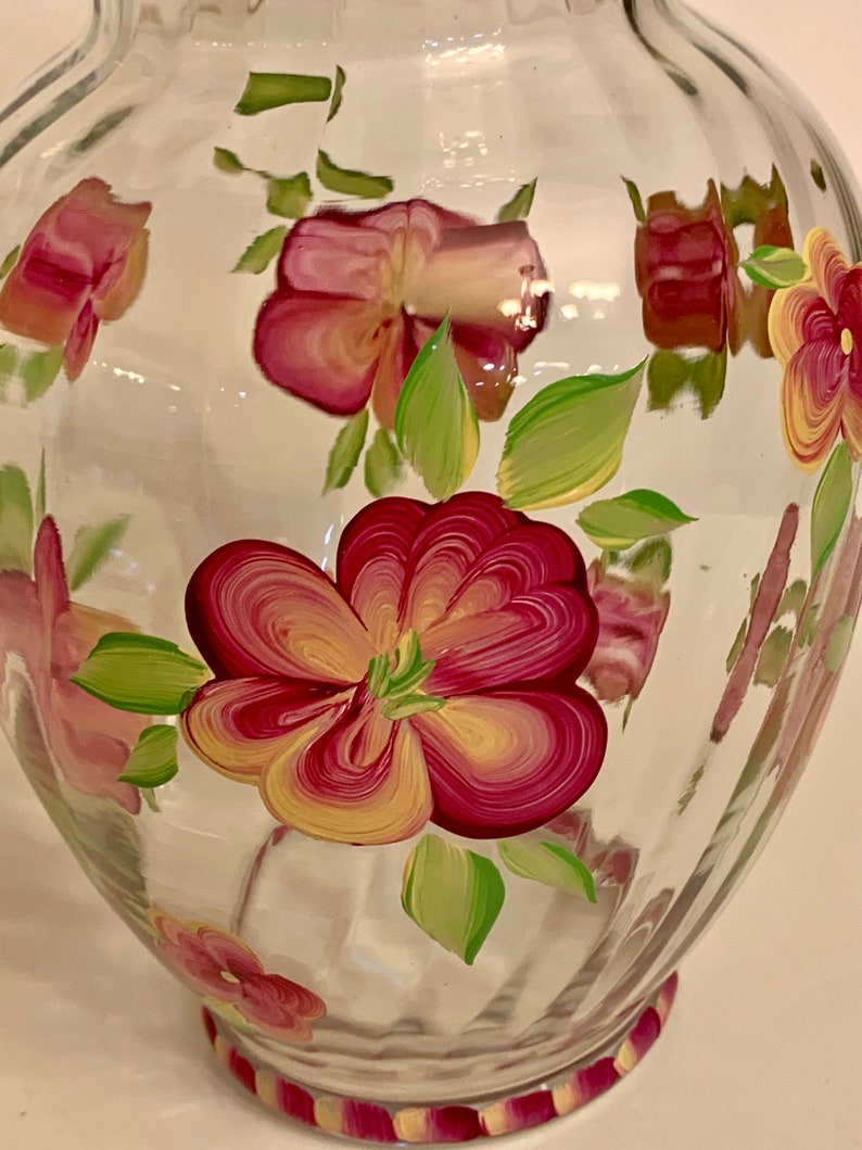 Painted Glass Vase Pansies Vase Painted Flowers Wedding - Etsy