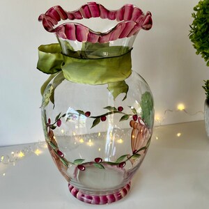 Painted Topiary Vase Whimsical Christmas, Painted Holiday Vase Table ...