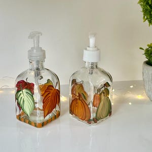 Pumpkins Liquid Soap Dispenser, Painted Glass Dish Soap Dispenser ...