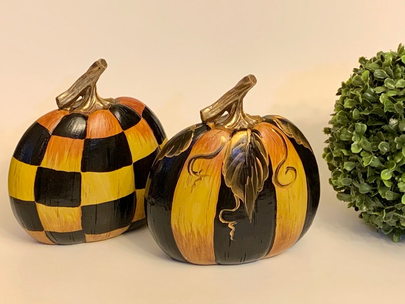Hand Painted Fall Resin Pumpkin, Halloween Pumpkin Coffee Table Decor ...