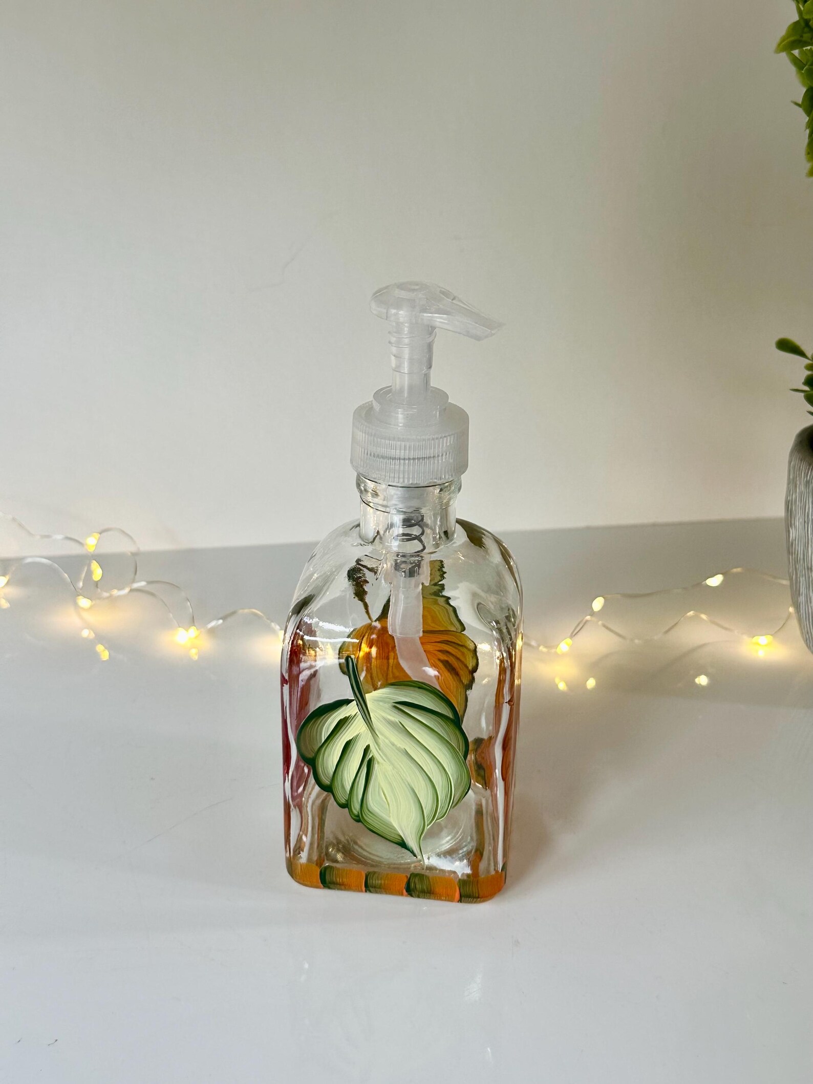 Pumpkins Liquid Soap Dispenser, Painted Glass Dish Soap Dispenser ...