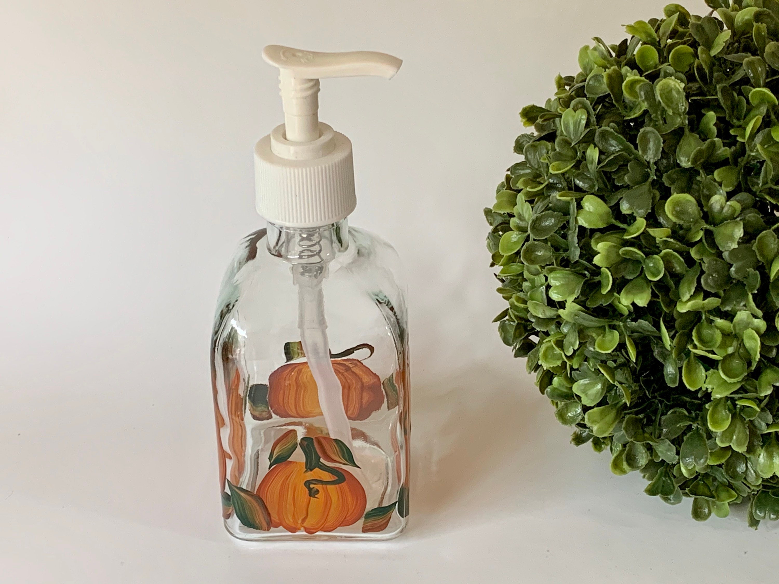Pumpkins liquid soap dispenser painted glass dish soap | Etsy