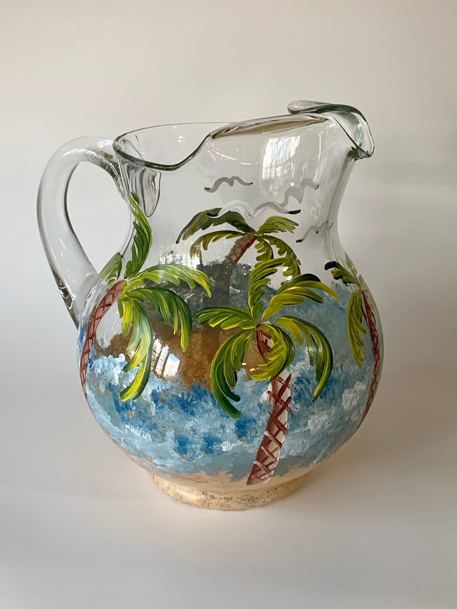 Hand Painted Glass Pitcher Set Ocean Scene Tropical Pitcher - Etsy