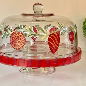 Christmas Glass Cake Dome Wedding Cake Stand, Salad Bowl, Cupcake Stand ...