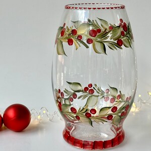 Painted Winter Vase Whimsical Christmas, Glass Flower Vase, Winter ...