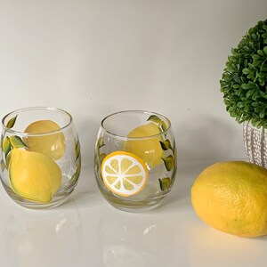 Painted Stemless Lemons Wine Glasses, Lemon Slices, Sister in Law Gift ...