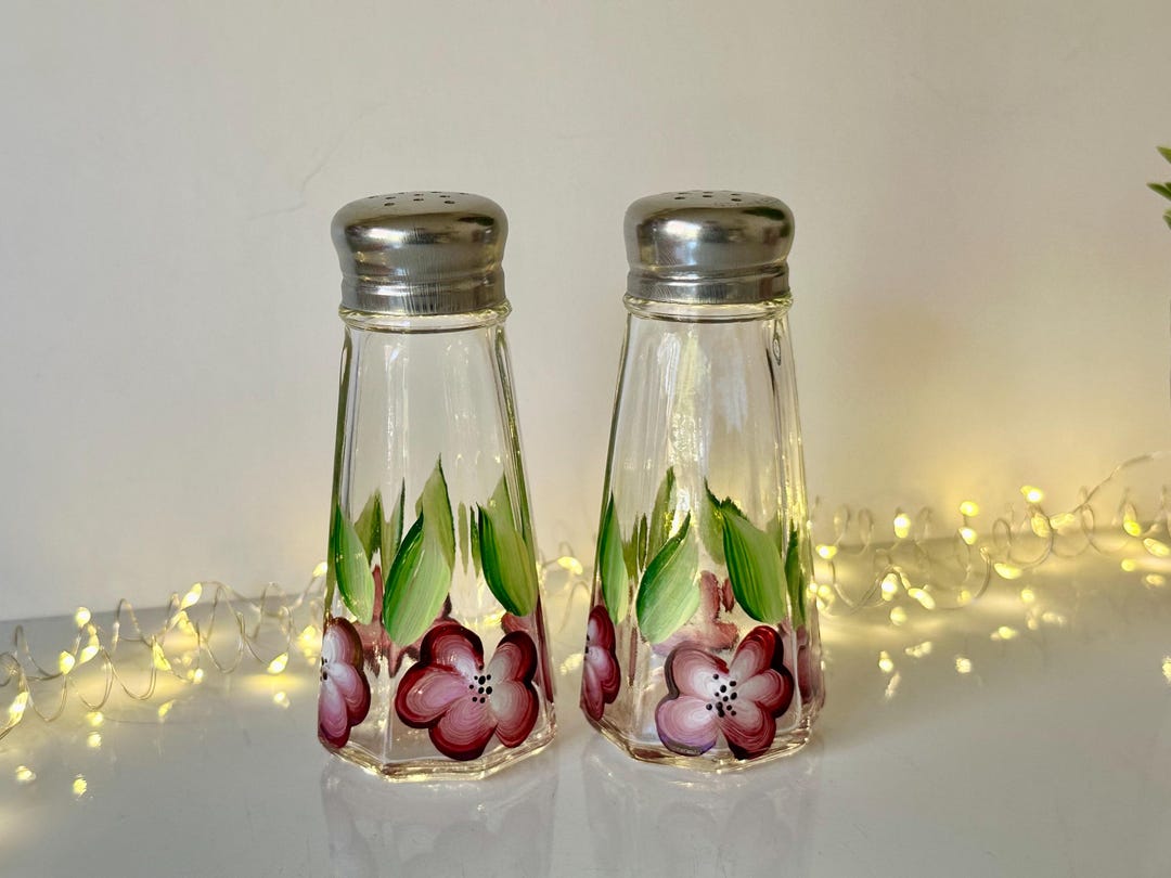 Salt and Pepper Shakers, Floral Glass Shakers Housewarming Gift ...