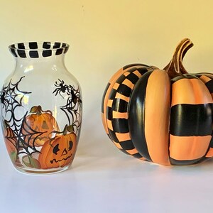 Painted Halloween Vase Spiders Autumn Table Decor, Halloween Gift ...