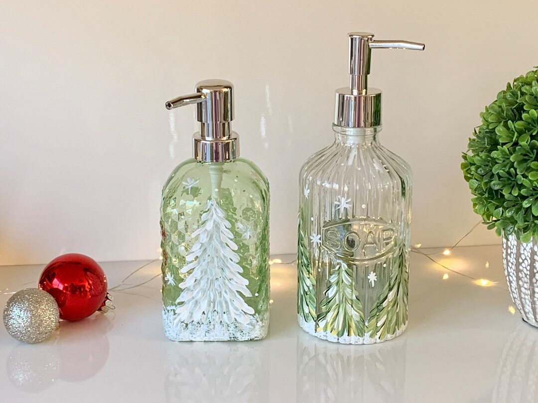 Painted Soap Dispenser Winter Trees Snowflakes Snow Hand - Etsy