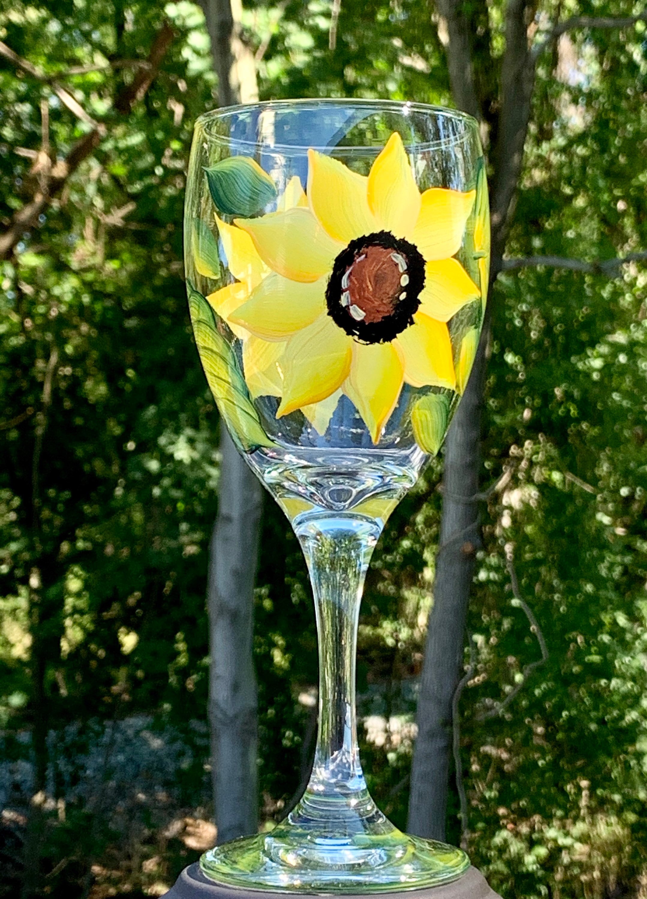 Copas de vino pintadas con girasoles regalo de madrina | Etsy España
