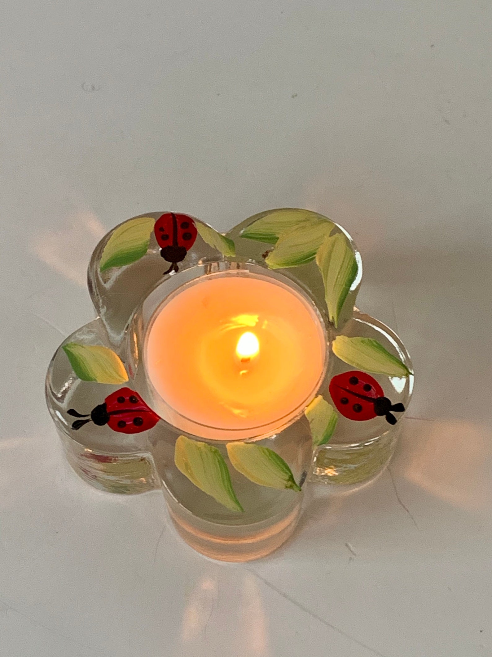 Set of 2 candle holders with ladybugs. | Etsy