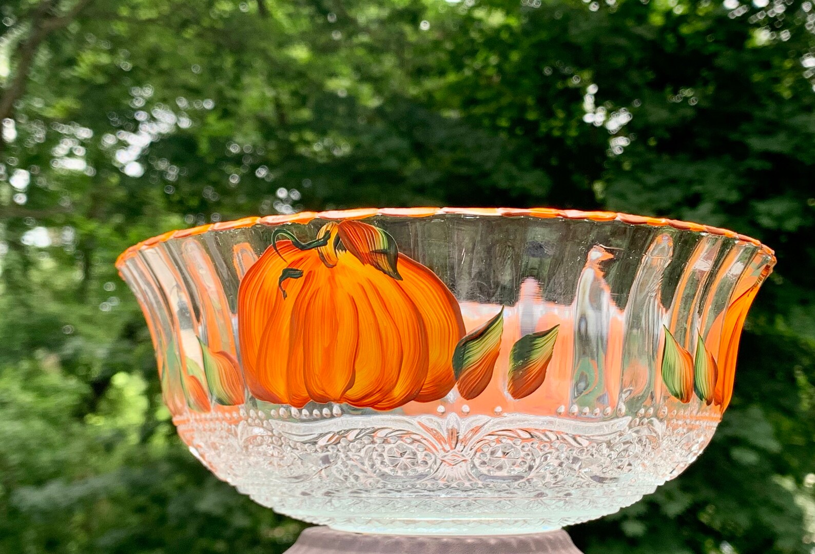 Painted Glass Pumpkin Bowl Autumn Decor Fall Salad Bowl - Etsy