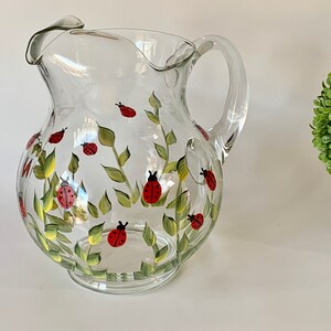 Ladybugs Pitcher Set Large Water Pitcher, Painted Wine Glasses ...