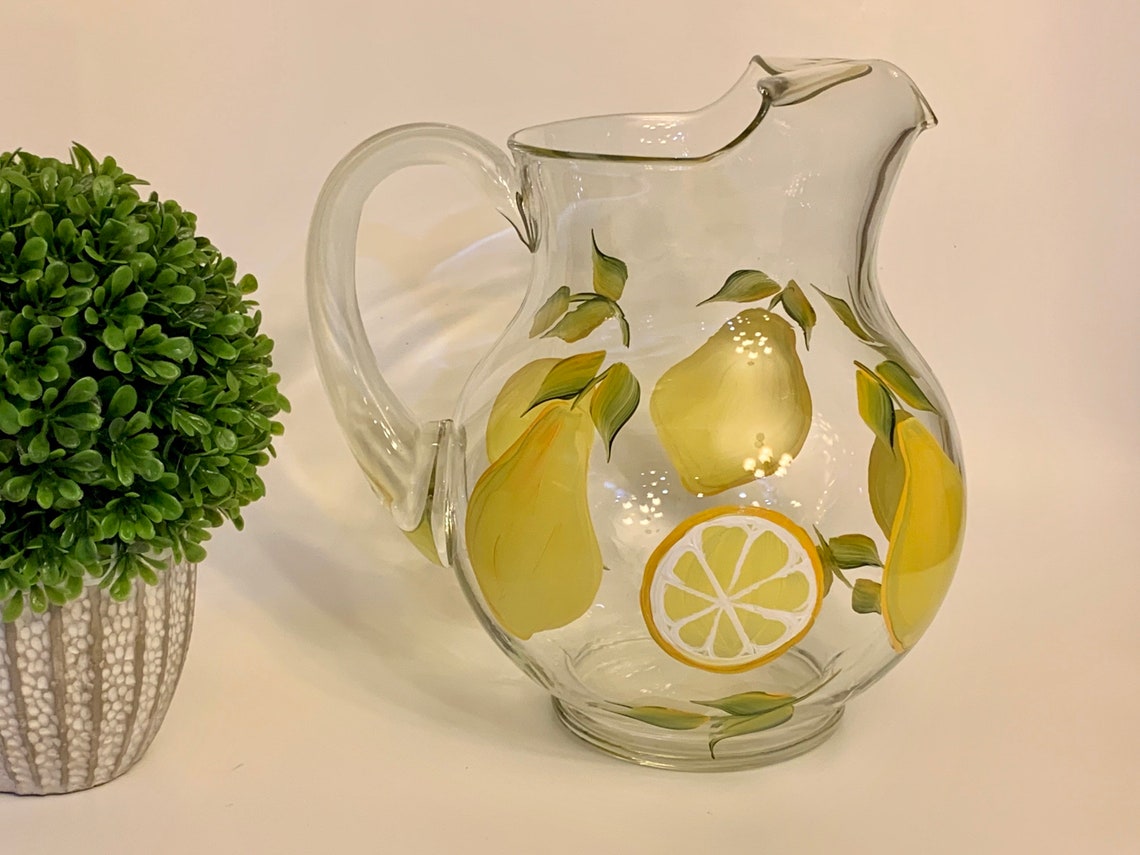 Lemonade glass pitcher set summer wedding gift step mom | Etsy
