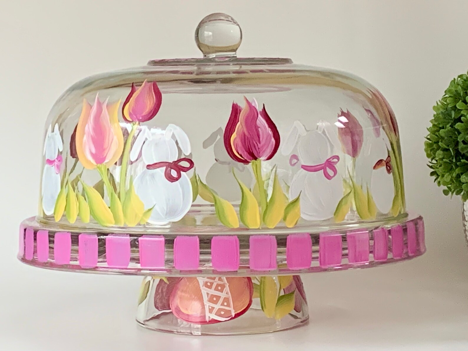 Easter Cake Dome Set With Bunnies Cupcake Stand Cake Stand - Etsy