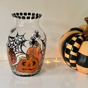 Painted Halloween Vase Spiders Autumn Table Decor, Halloween Gift ...