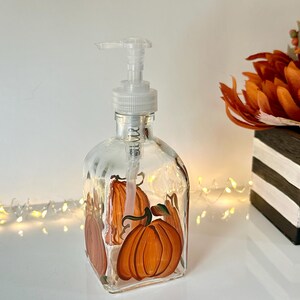 Pumpkins Liquid Soap Dispenser, Painted Glass Dish Soap Dispenser ...