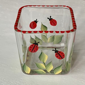 Ladybugs Candle Holder Painted Glass Ladybug Kitchen Decor - Etsy