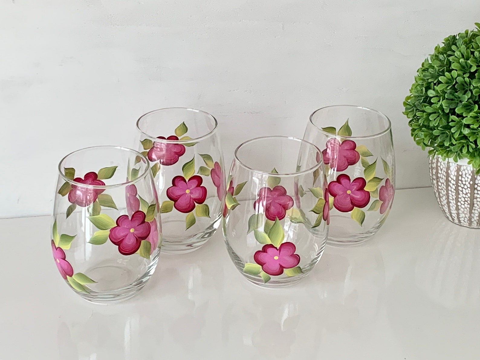 Hand Painted Glass Pitcher Set, Sangria Lemonade Pitcher, Wedding Gift ...