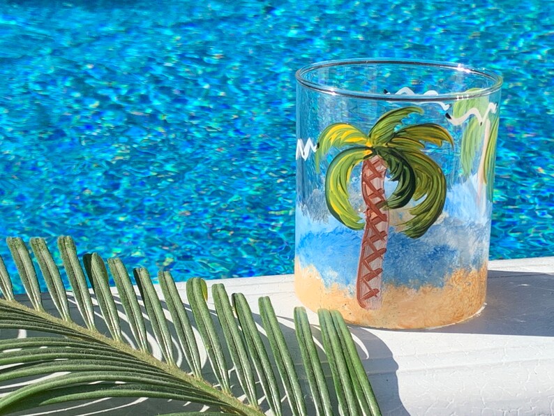 Hand Painted Glass Pitcher Set Ocean Scene Tropical Pitcher - Etsy