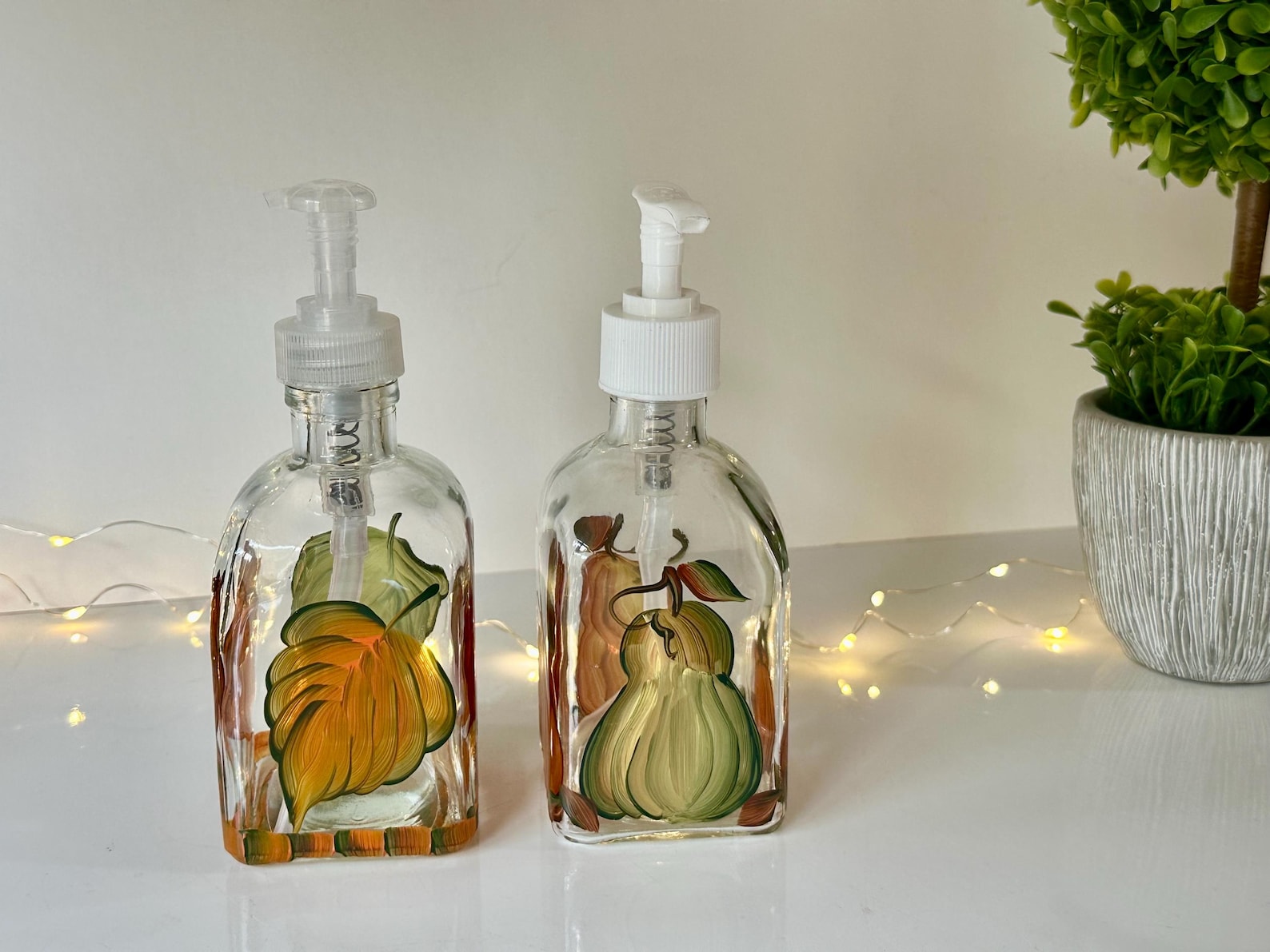 Pumpkins Liquid Soap Dispenser, Painted Glass Dish Soap Dispenser ...