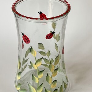 Painted Glass Vase Cute Ladybugs, Flower Vase, Housewarming Gift ...