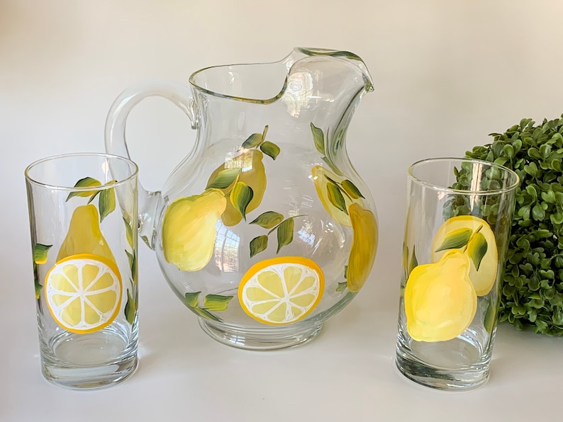 Lemonade Glass Pitcher Set Summer Wedding Gift Step Mom - Etsy
