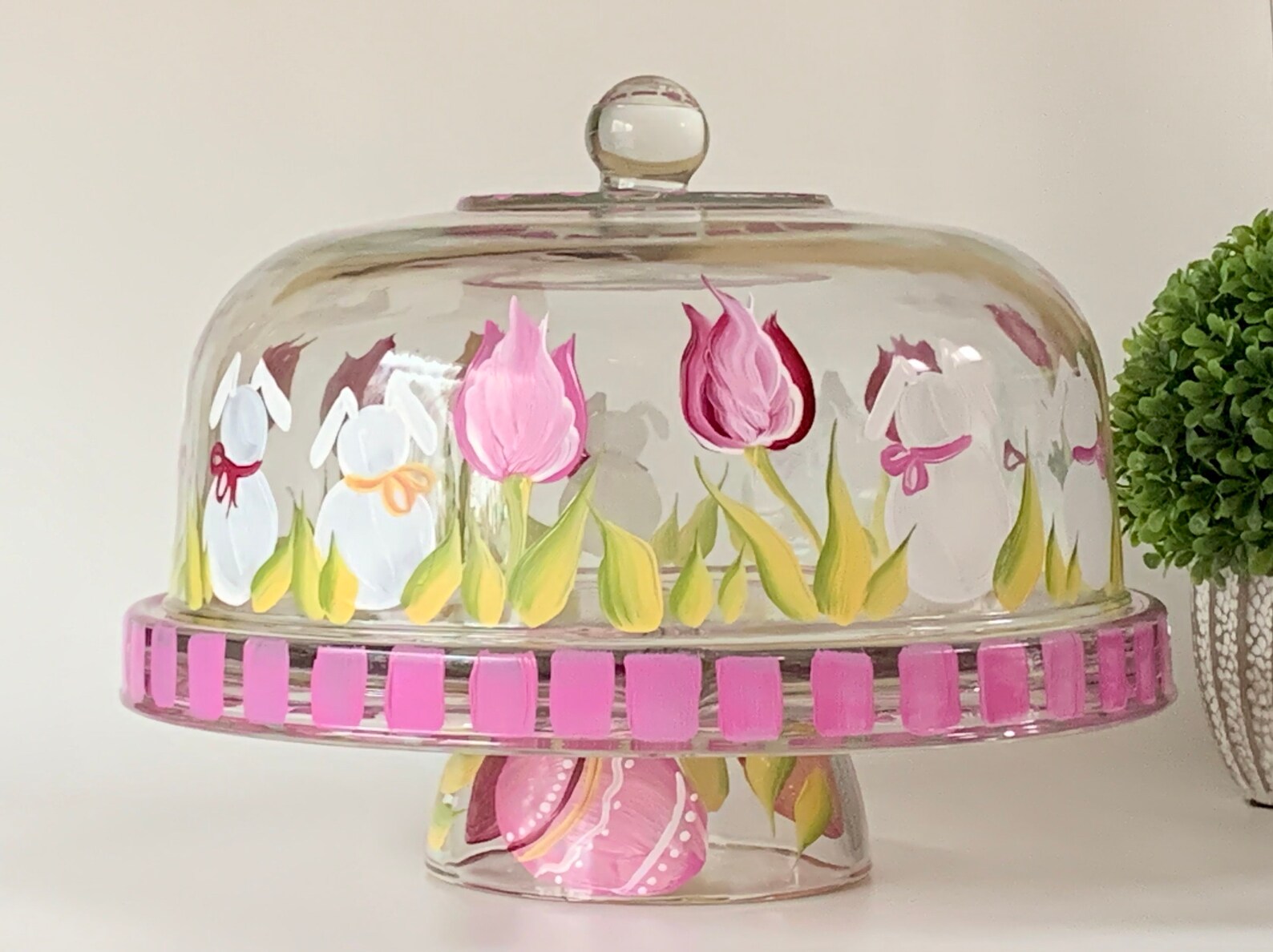 Easter Cake Dome Set With Bunnies Cupcake Stand Cake Stand - Etsy