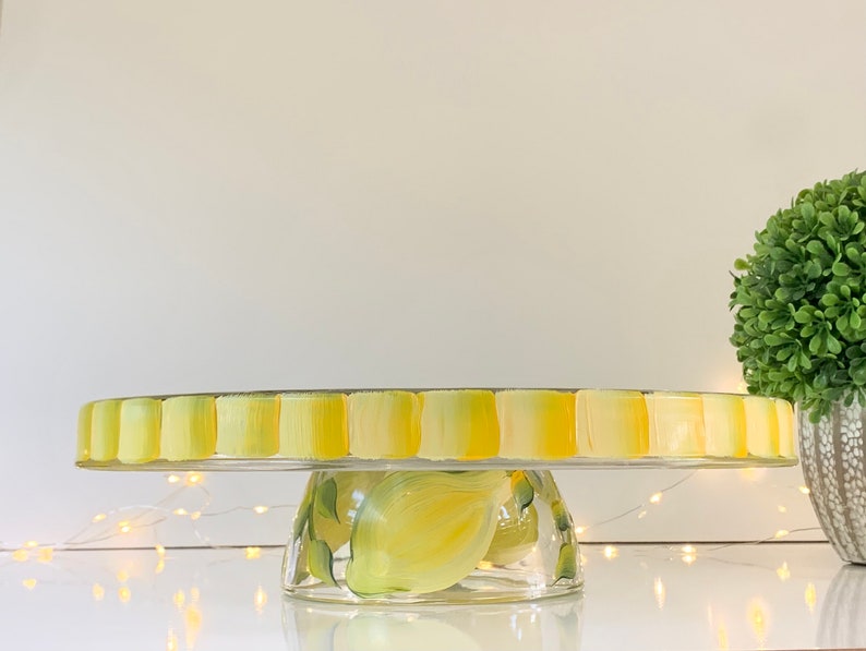 Cake Stand Dome Set Lemons Cupcake Stand Painted Lemons - Etsy