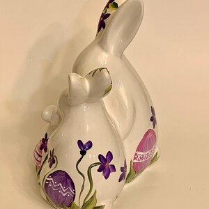 Ceramic Easter Bunny Family Hand Painted With Easter Eggs - Etsy