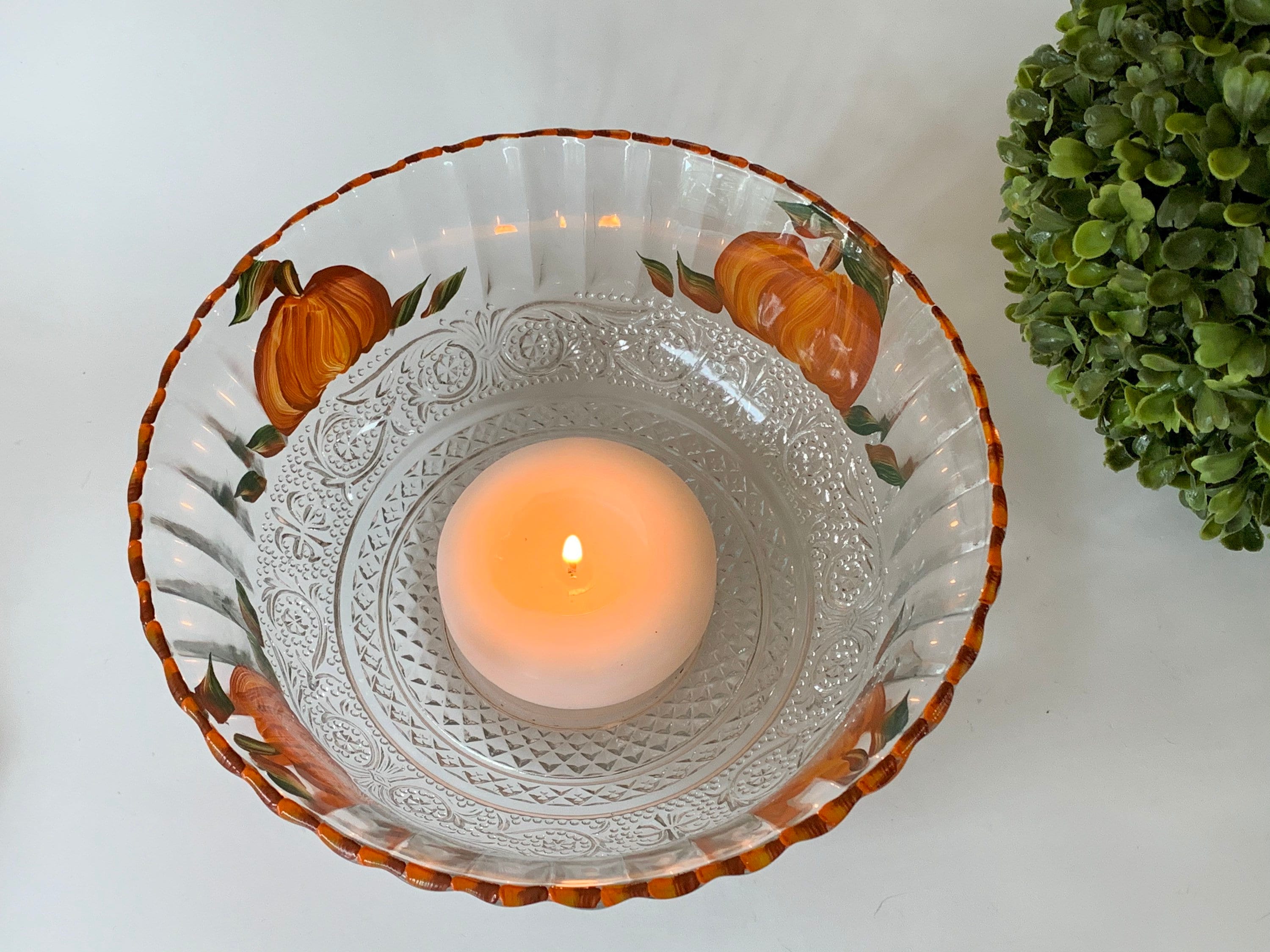 Painted glass pumpkin bowl autumn decor fall salad bowl - Etsy.de