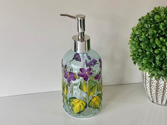 Purple hand soap dispenser store